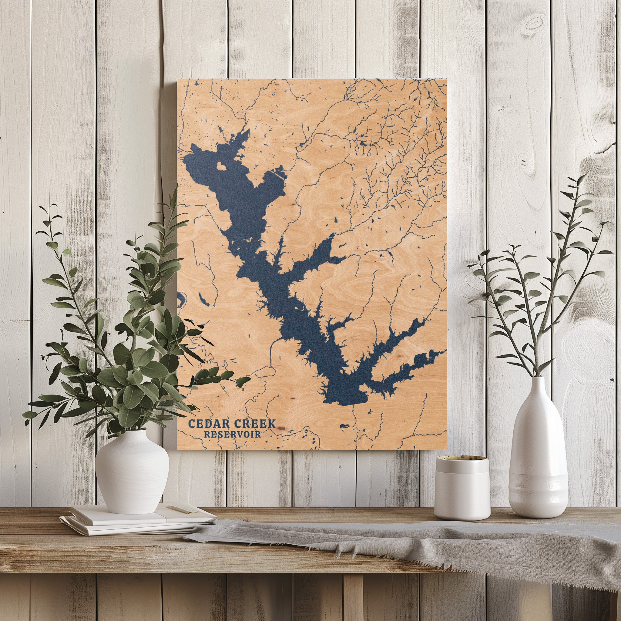 Cedar Creek Reservoir, Texas Lake Map – Benoit's Design Co.