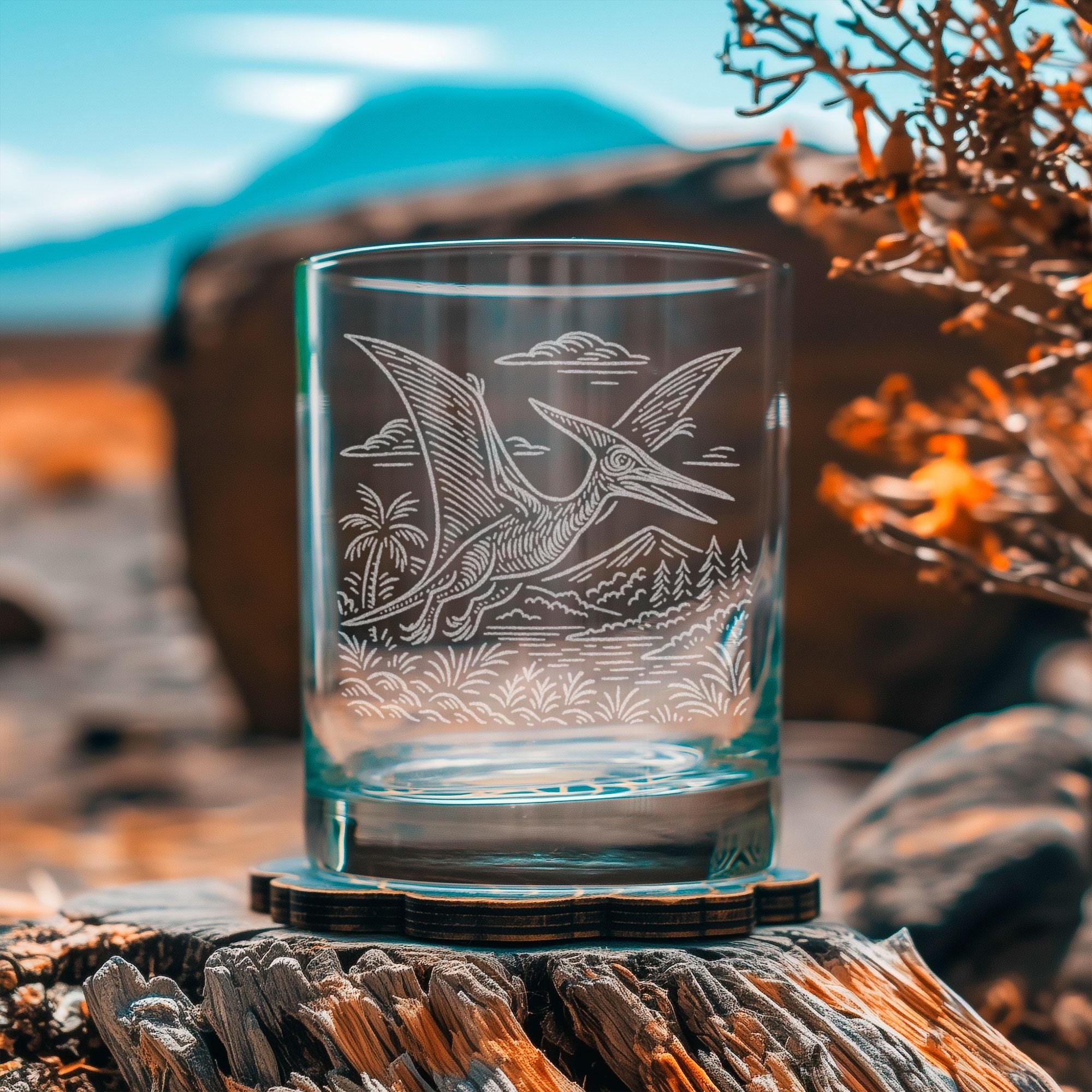 Pteranodon Engraved Glass | Dinosaur Whiskey Glass | Prehistoric ...