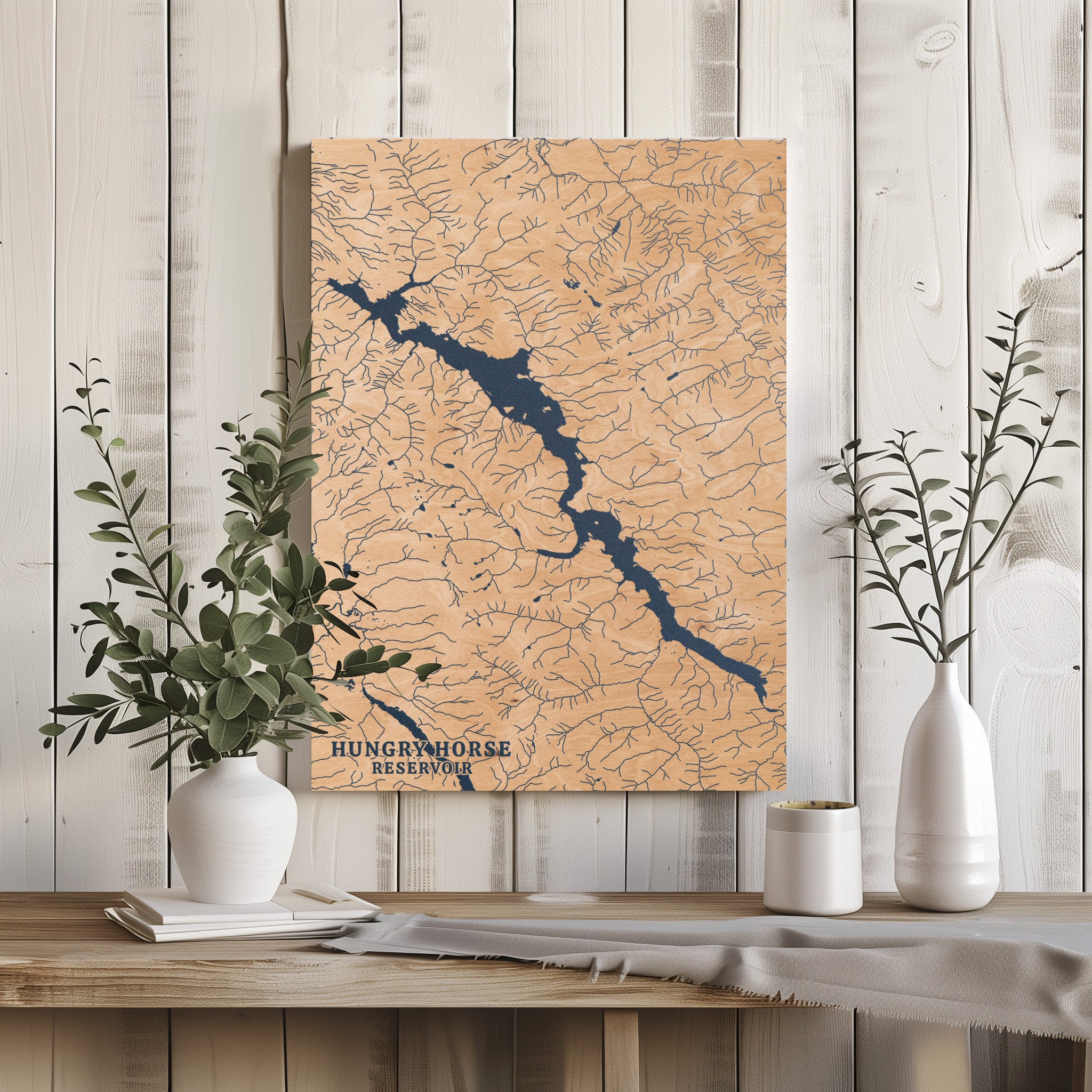 Hungry Horse Reservoir, Montana Lake Map – Benoit's Design Co.