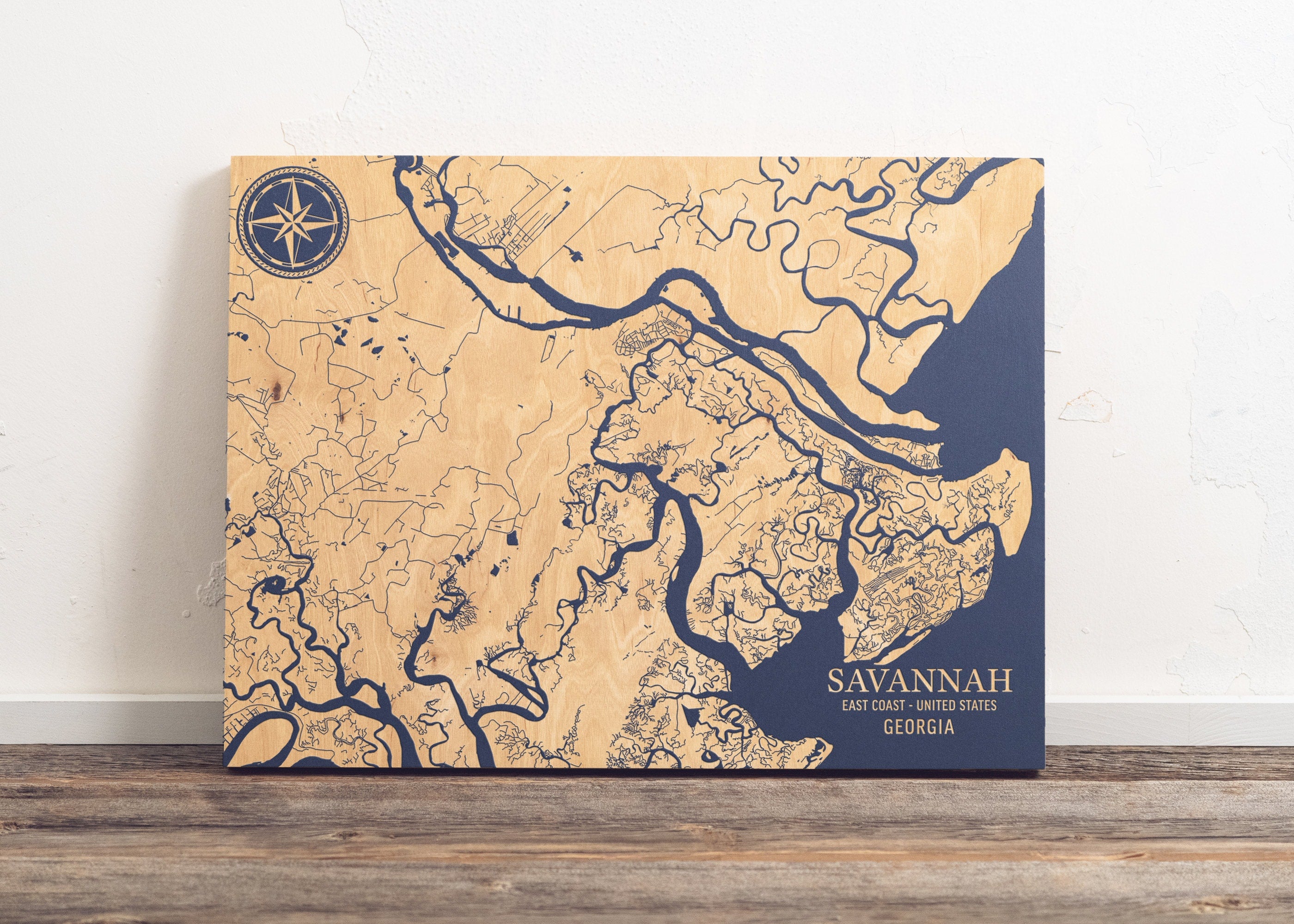 Savannah, Georgia Map Coast Chart – Benoit's Design Co.