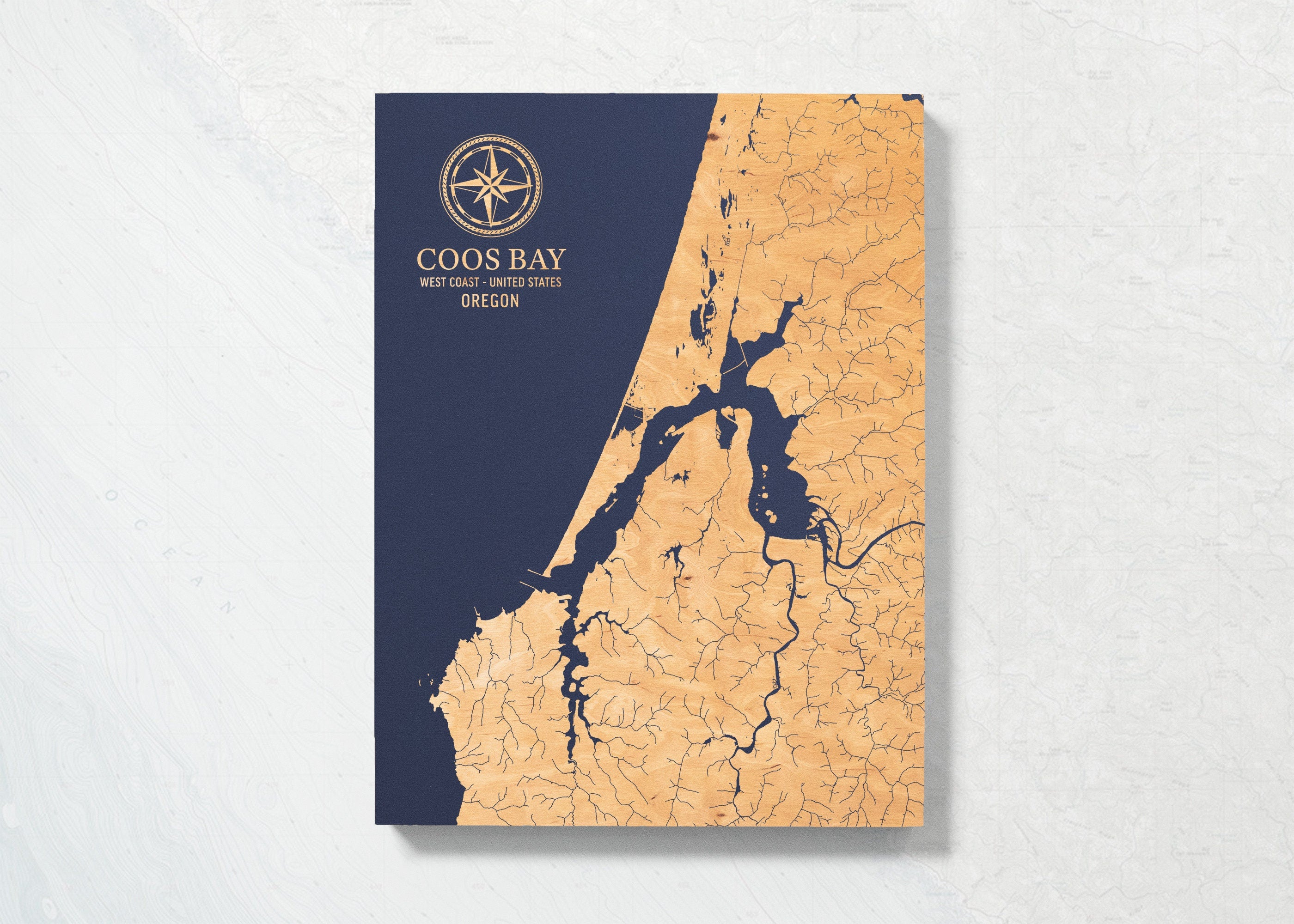 Coos Bay, Oregon Map Coast Chart – Benoit's Design Co.