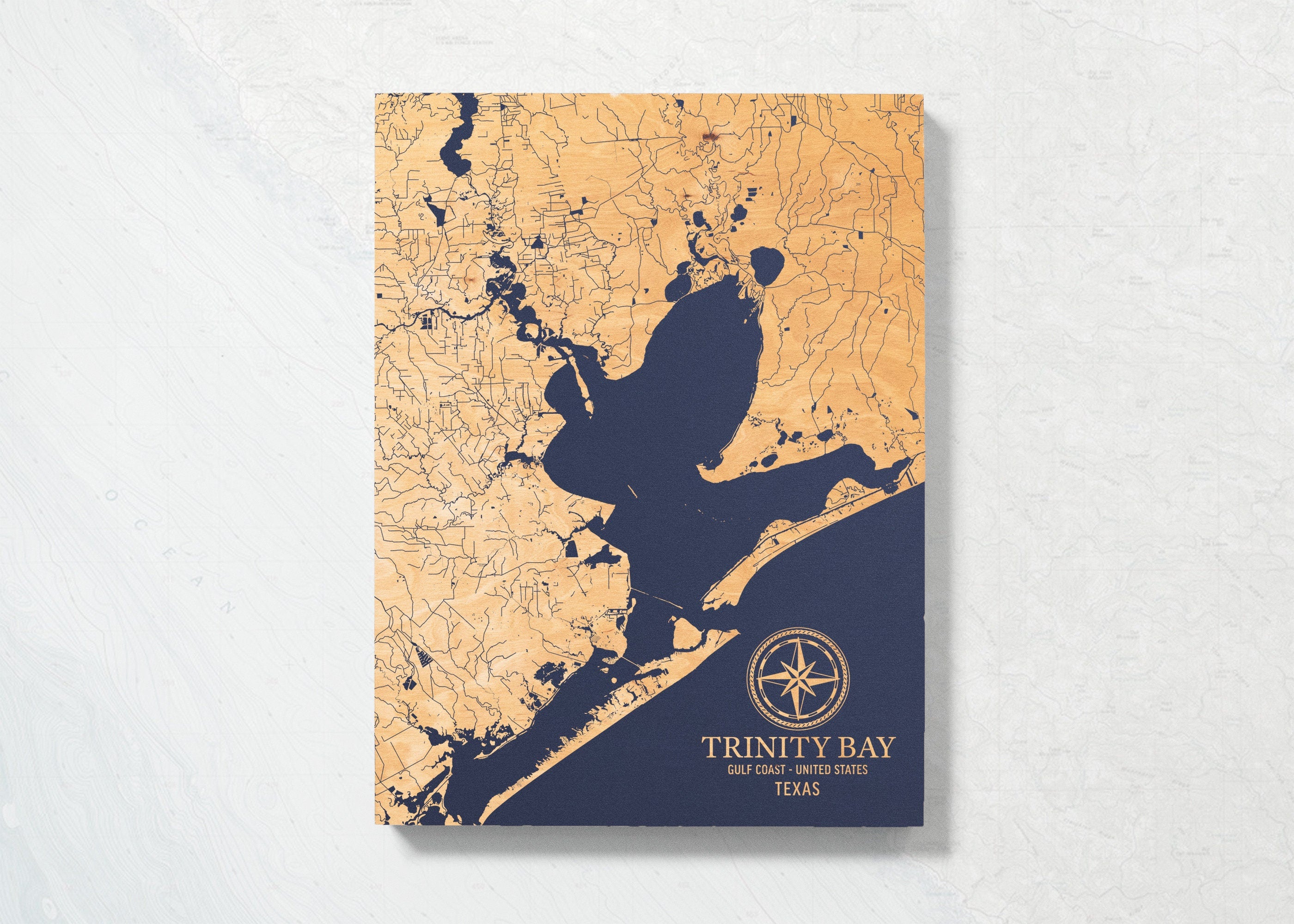 Trinity Bay, Texas Map Coast Chart – Benoit's Design Co.
