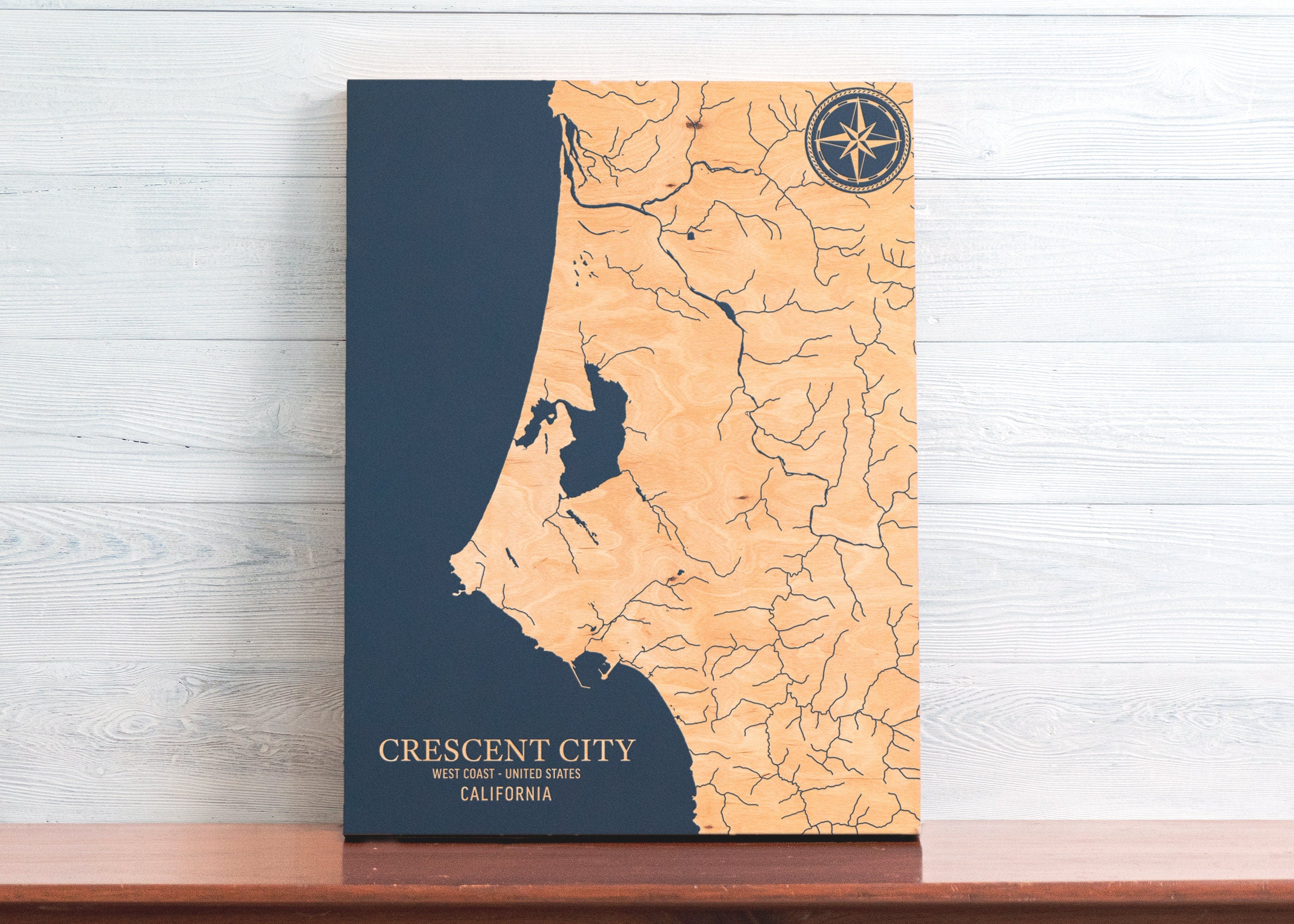 Crescent City, California Map Coast Chart – Benoit's Design Co.