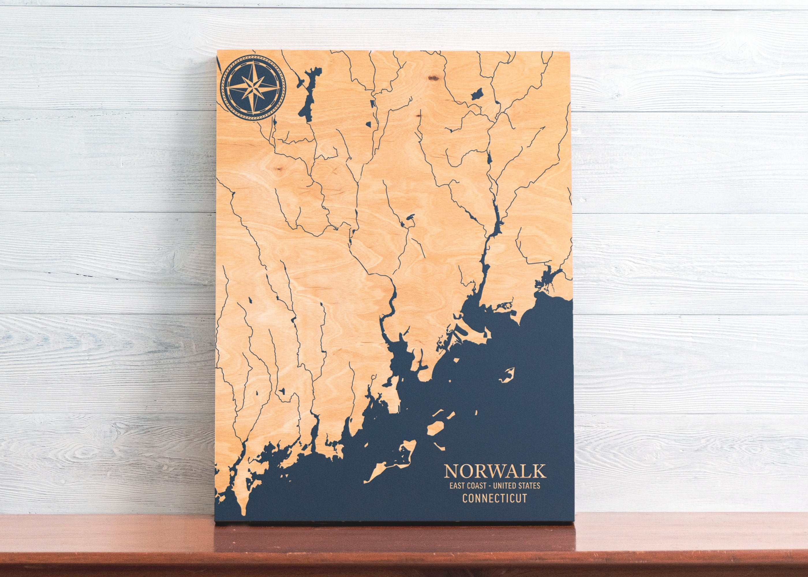 Norwalk, Connecticut Map Coast Chart – Benoit's Design Co.