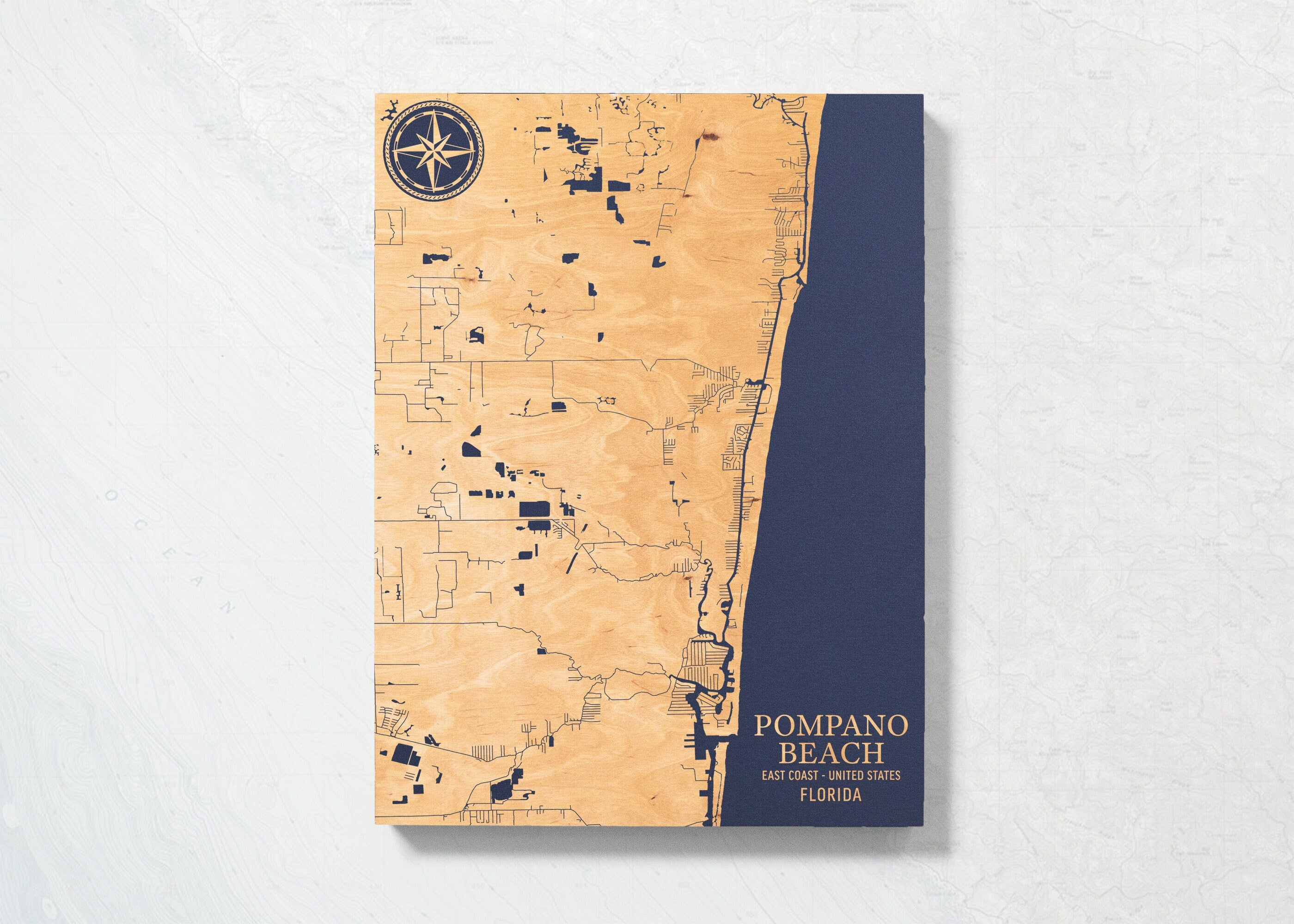 Pompano Beach, Florida Map Coast Chart – Benoit's Design Co.
