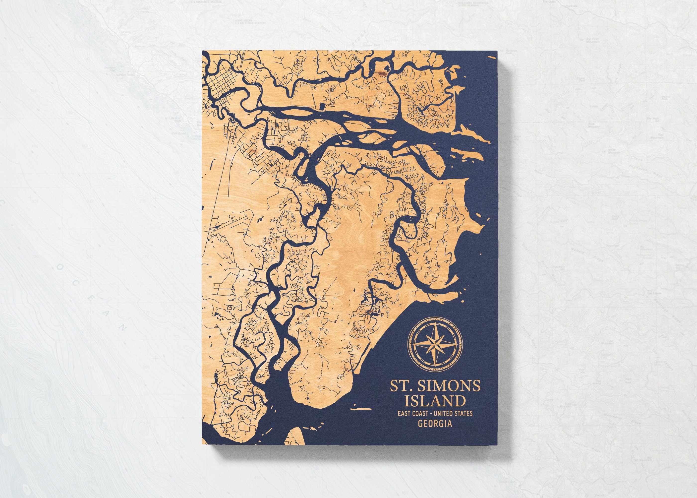 St. Simons, Georgia Map Coast Chart – Benoit's Design Co.