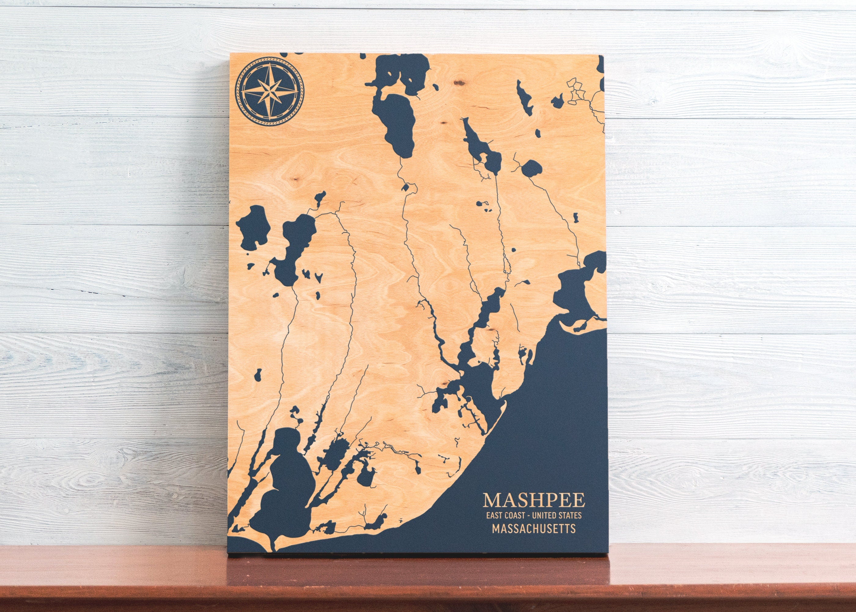 Mashpee, Massachusetts Map Coast Chart – Benoit's Design Co.